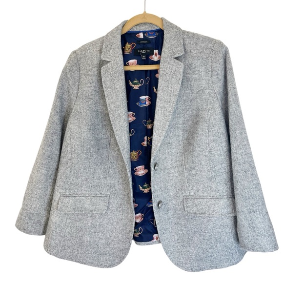 Talbots | Jackets & Coats | Talbots Aberdeen Grey Wool Blend Blazer ...